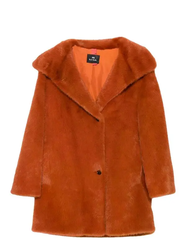 Paul Smith Faux Fur Single-button Coat - Orange