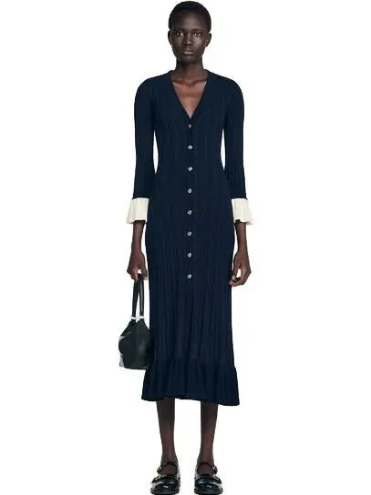 Sandro Knit Midi Dress - Blue / Navy