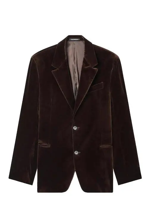 Emporio Armani Single-breasted Velvet Jacket - Natural