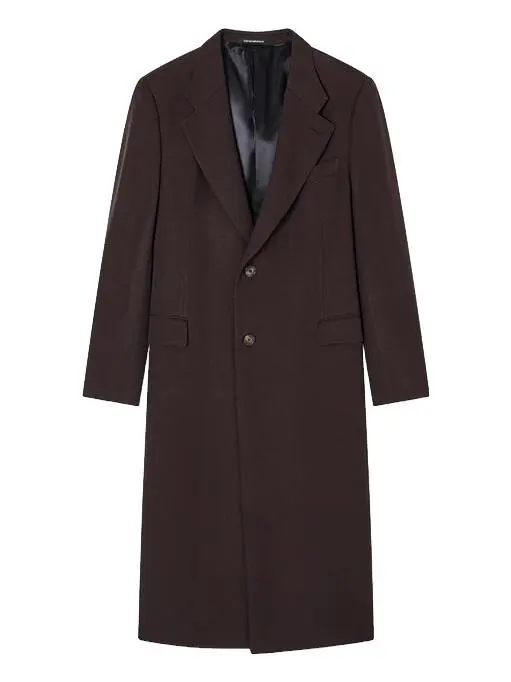 Emporio Armani Single-breasted Granular Virgin Wool Coat - Red
