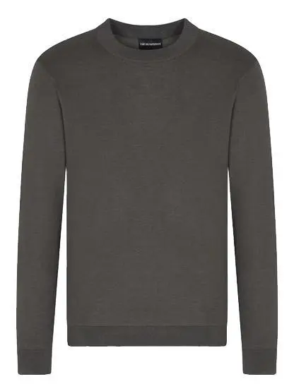 Emporio Armani Plain-knit Virgin Wool Jumper - Natural