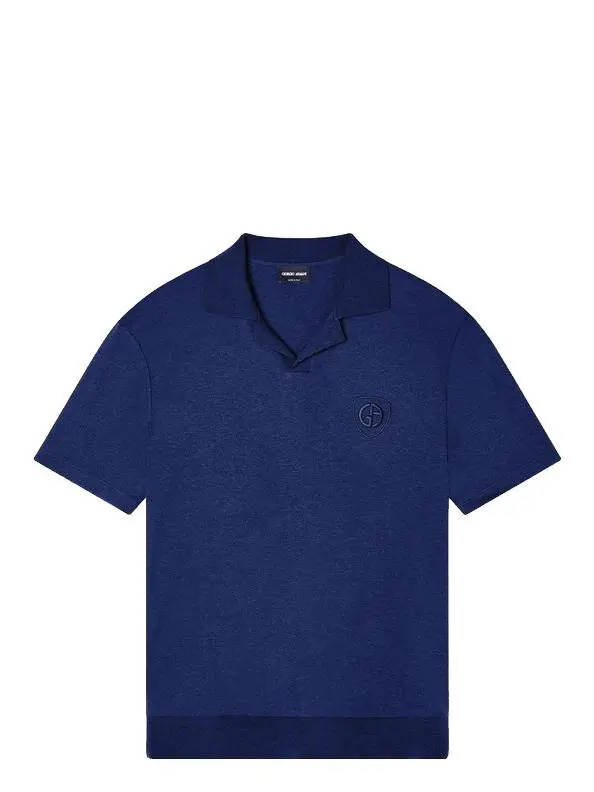 Giorgio Armani Asv Cotton Interlock Polo Shirt - Blue