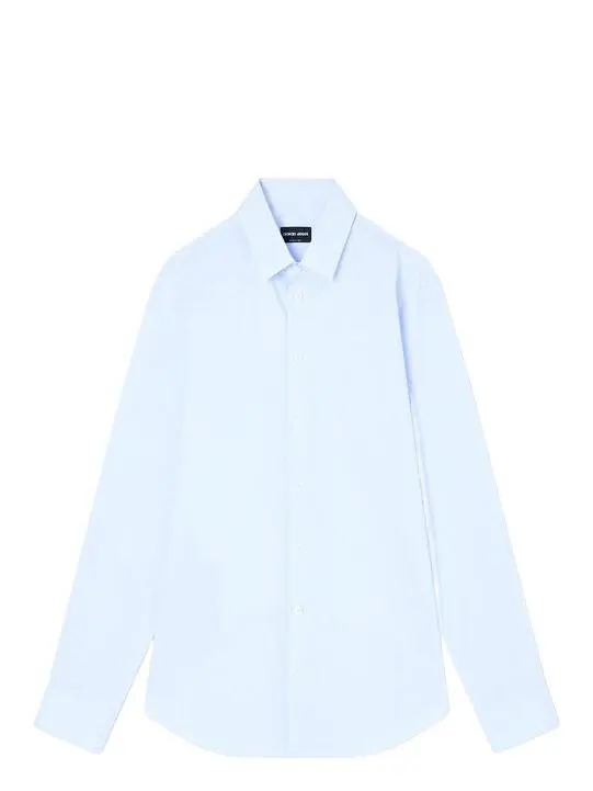 Giorgio Armani Slim-fit Shirt In Striped Stretch Cotton-blend Jersey - White