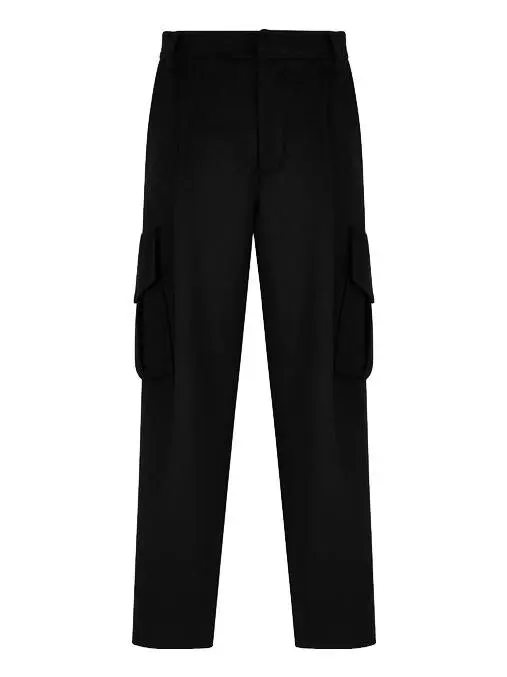 Giorgio Armani One-pleat Cargo Trousers In Double Cashmere Cloth - Red