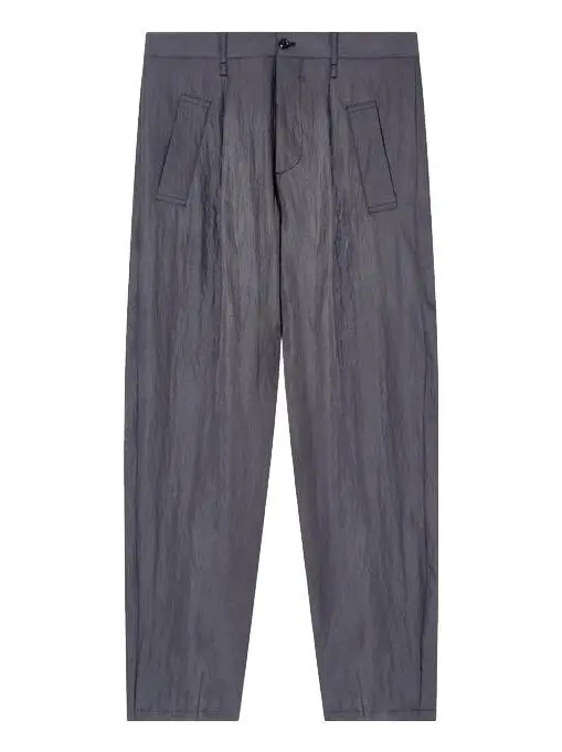 Giorgio Armani Single-pleat Viscose Technical Twill Trousers - Blue