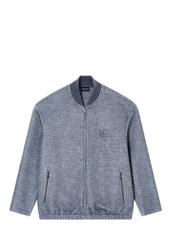 Giorgio Armani Blouson In Modal And Cashmere Jersey Fleece - Blue