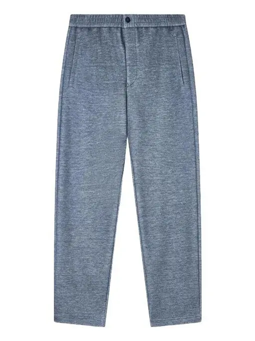Giorgio Armani Flat-front Trousers In Modal And Cashmere Jersey Fleece - Blue