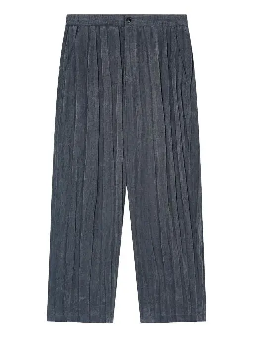 Giorgio Armani Pleated Lyocell And Nylon Canvas Trousers - Blue