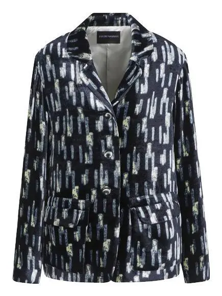 Emporio Armani Printed Velvet Single-breasted Blazer - Natural