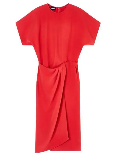 Giorgio Armani Midi Dress In Washed Silk Crêpe - Red