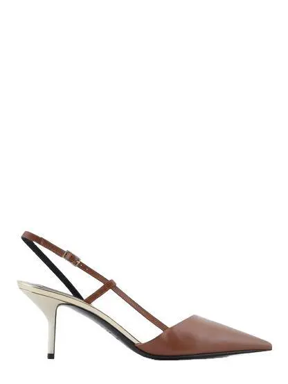 Giorgio Armani Calfskin Slingbacks With Mirror Details - Natural