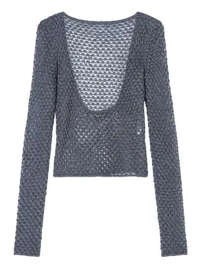Giorgio Armani Viscose And Metallic Mesh Jumper - Black / White / Pink / Gray