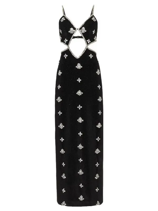 PatBO Velvet Maxi Dress - Black
