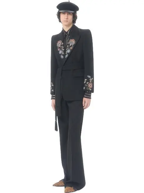 Valentino Garavani Embroidered Belted Jacket - Black