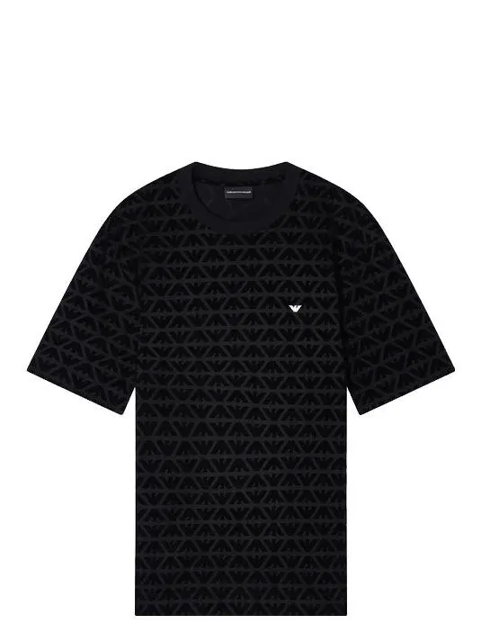 Emporio Armani Lunar New Year Lyocell-blend Jersey T-shirt With Flocked Eagles - Black