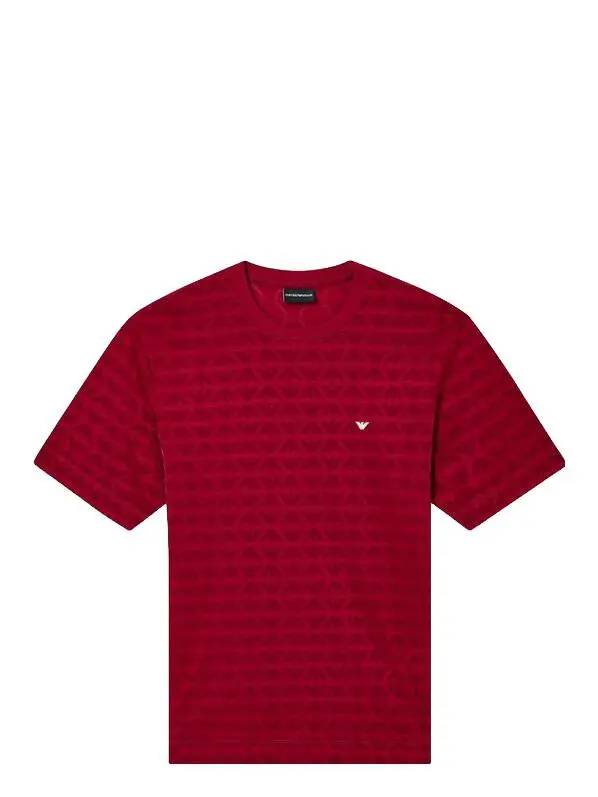 Emporio Armani Lunar New Year Lyocell-blend Jersey T-shirt With Flocked Eagles - Red