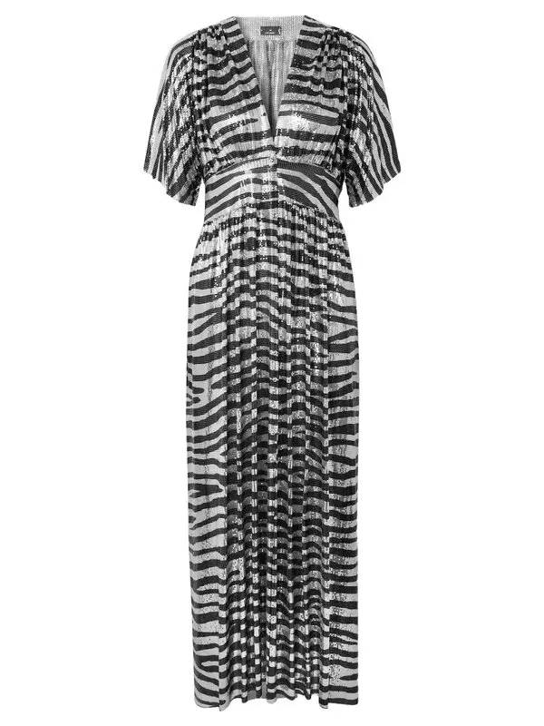 Rabanne Zebra-print Chainmail Midi Dress - Silver