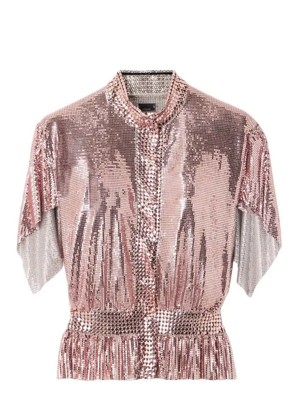 Rabanne Pleated Chainmail Blouse - Rose Gold