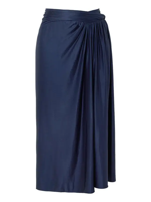 Rabanne Draped Satin-jersey Midi Skirt - Blue