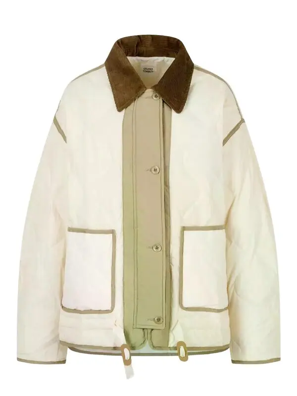 STUDIO TOMBOY Quilted Corduroy-collar Jacket - Neutrals