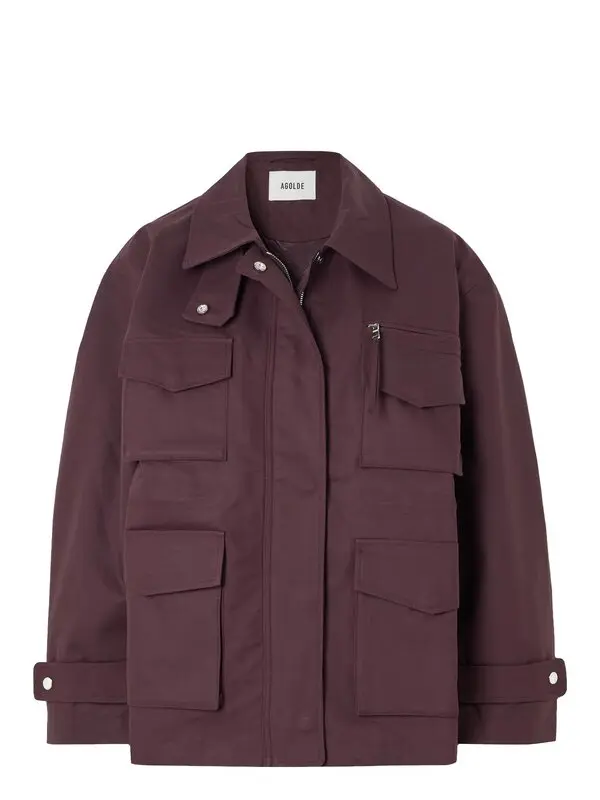 AGOLDE Aubrey Cotton-gabardine Field Jacket - Burgundy