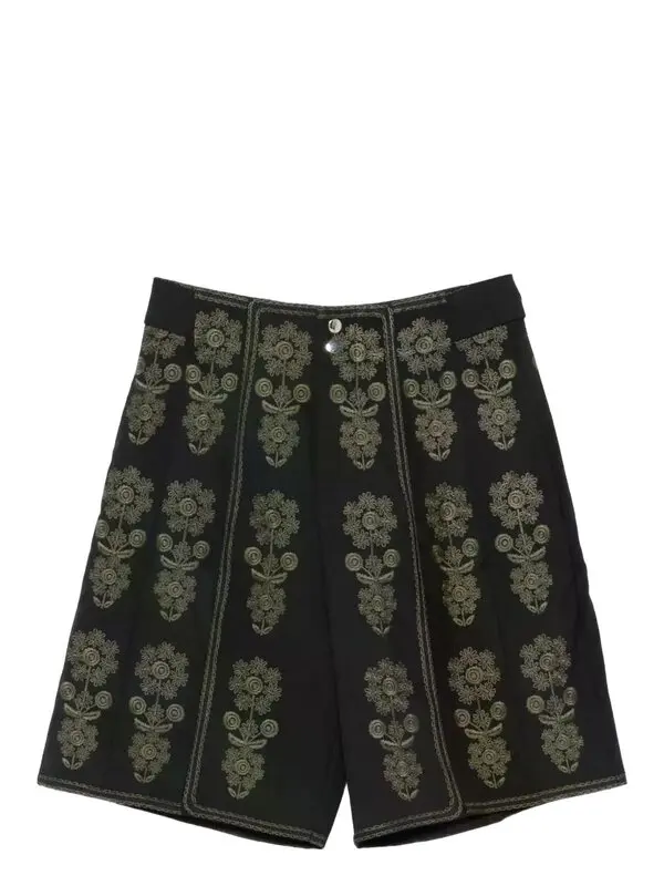 Antik Batik Floral Embellished Shorts - Black