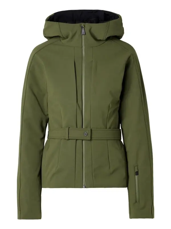 Aztech Mountain Bella Belted Hooded Down Ski Jacket - Green