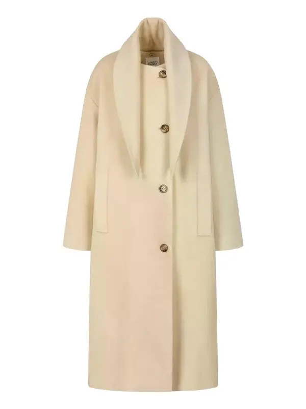 STUDIO TOMBOY Detachable Scarf Wool Coat - Neutrals