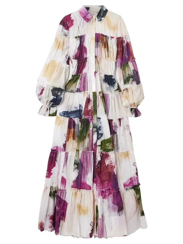 Aje Printed Cotton Maxi Dress - Neutrals