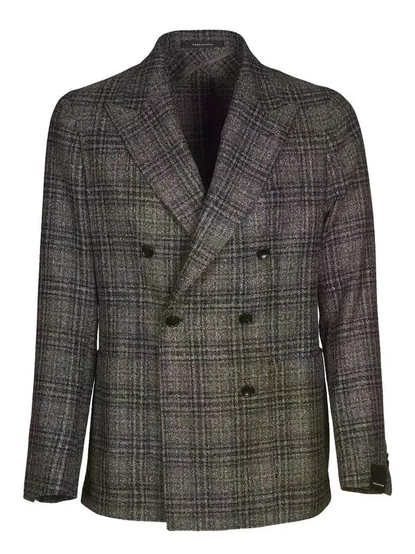 Tagliatore Double-breasted Check Suit Jacket - Grey