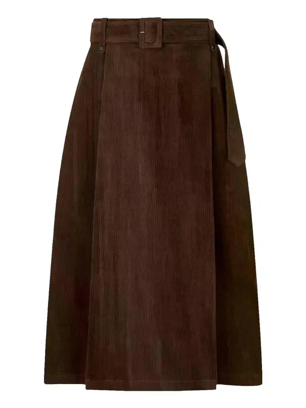 STUDIO TOMBOY Belted Corduroy Skirt - Brown
