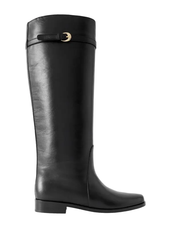 Staud Harlow Leather Knee Boots - Black