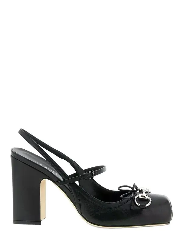 Gucci 95mm Metal-clamp Leather Pumps - Black