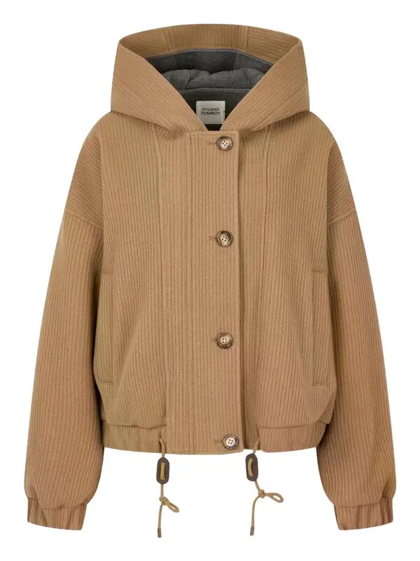 STUDIO TOMBOY Hooded Corduroy Jacket - Neutrals