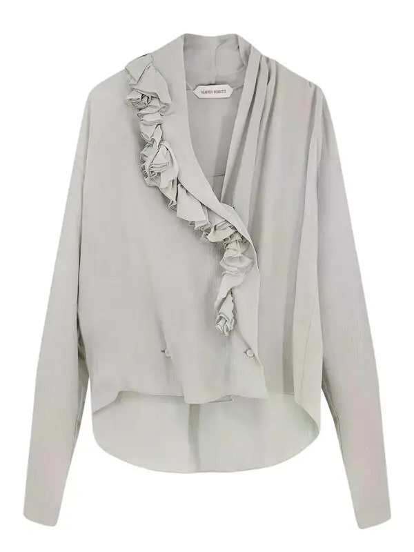 Alberta Ferretti Ruffled Crepe Shirt - Grey