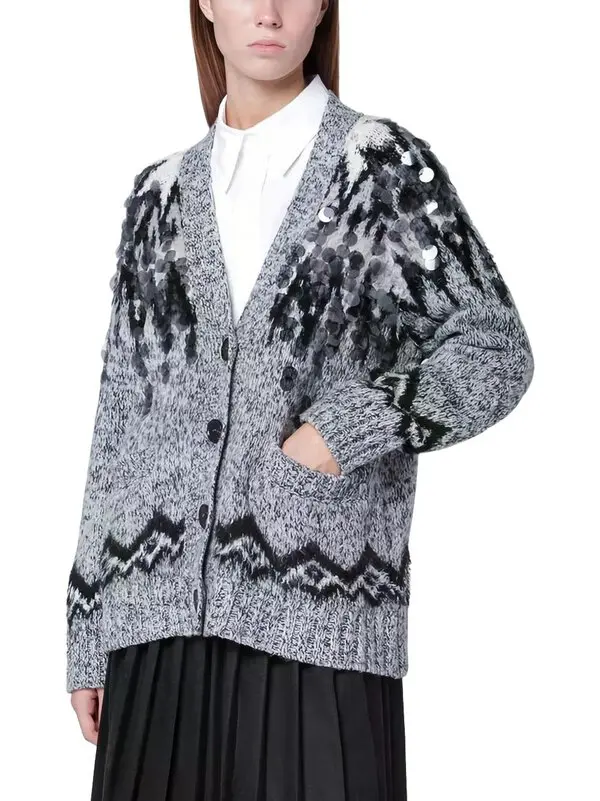 ROBERTO COLLINA Sequin-detail Pattern Cardigan - Grey