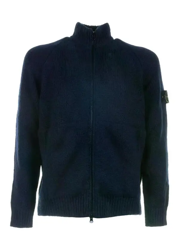 Stone Island Zip-up Mock-neck Sweater - Blue