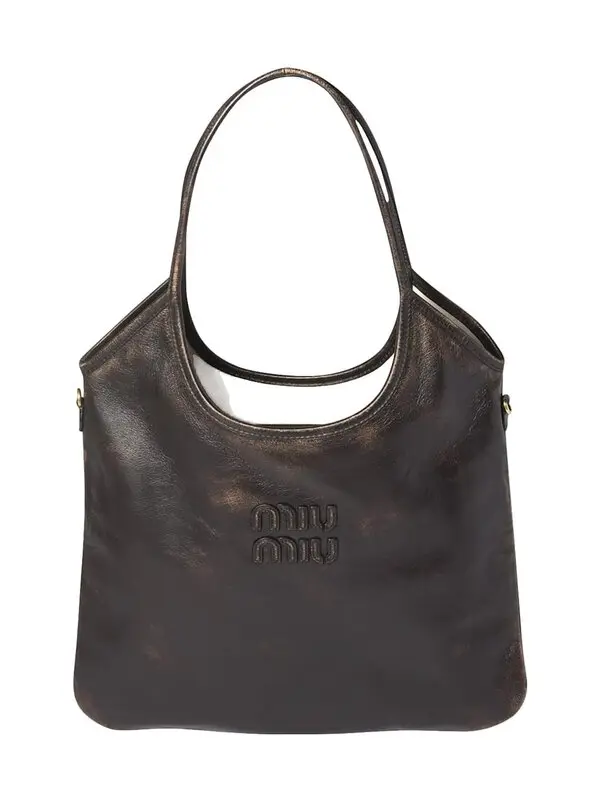 Miu Miu Ivy Nappa Leather Tote Bag - Coffee
