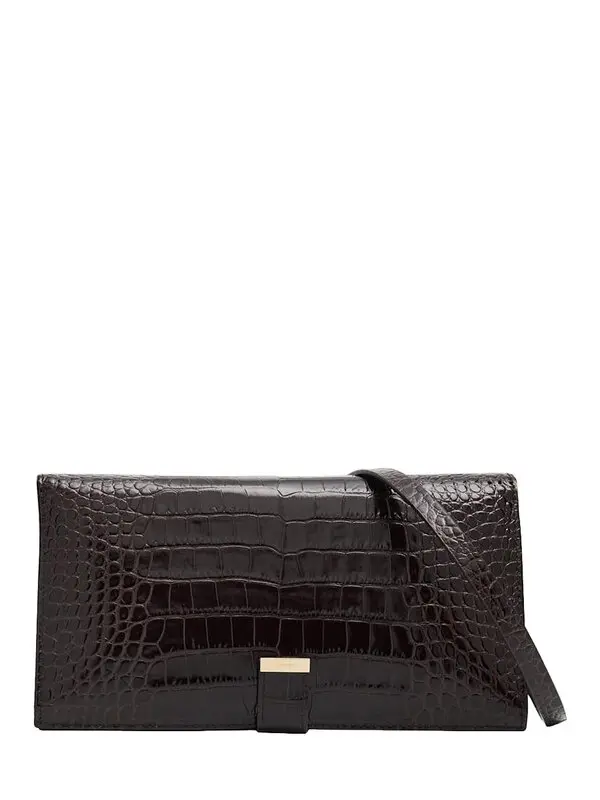 TOM FORD Organizer Shoulder Bag In Croc-embossed Leather - Espresso