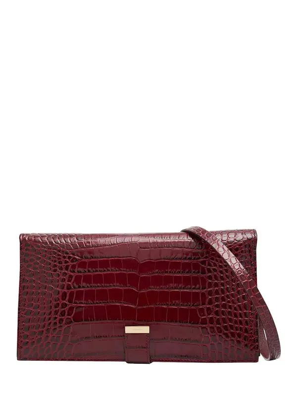 TOM FORD Organizer Shoulder Bag In Croc-embossed Leather - Ruby Red