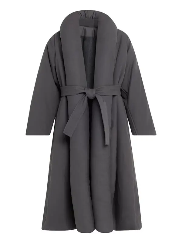 Alaïa Padded-lapel Long Wrap Coat - Cendre