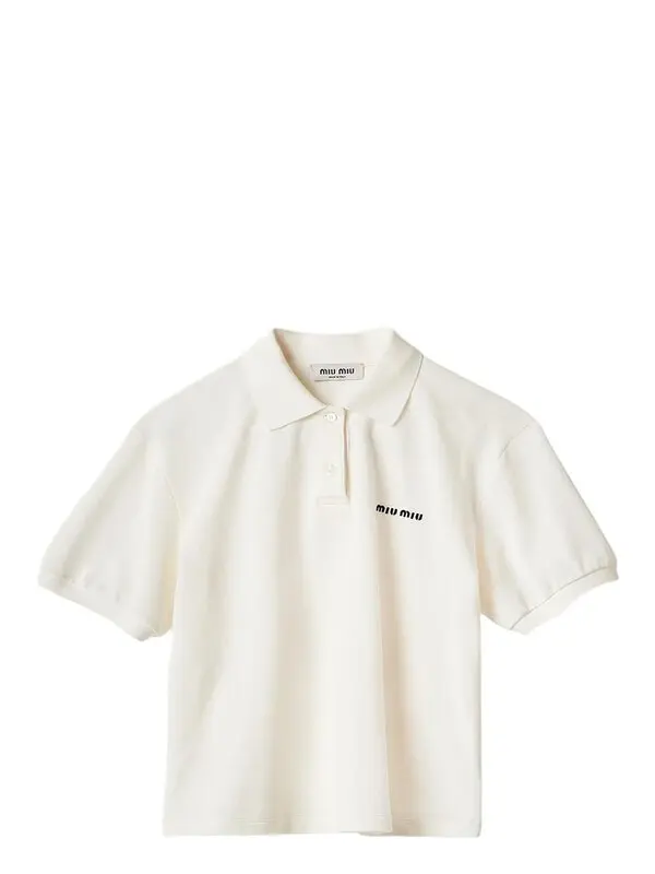 Miu Miu Short-sleeve Cotton Piqué Polo Shirt - Bianco