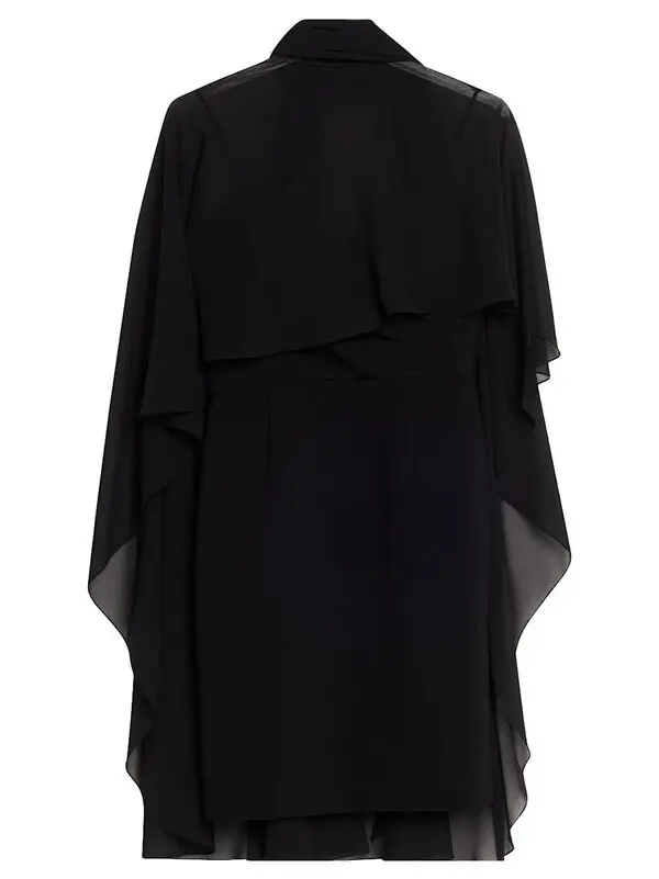 Rickie Freeman For Teri Jon Chiffon Tie-neck Cape Slip Dress - Black