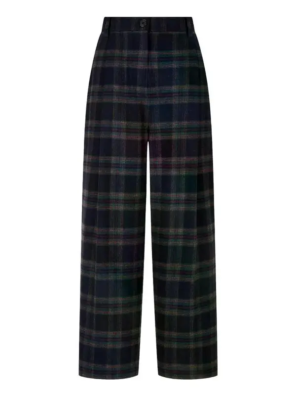 STUDIO TOMBOY Pleated Checkered Trousers - Blue