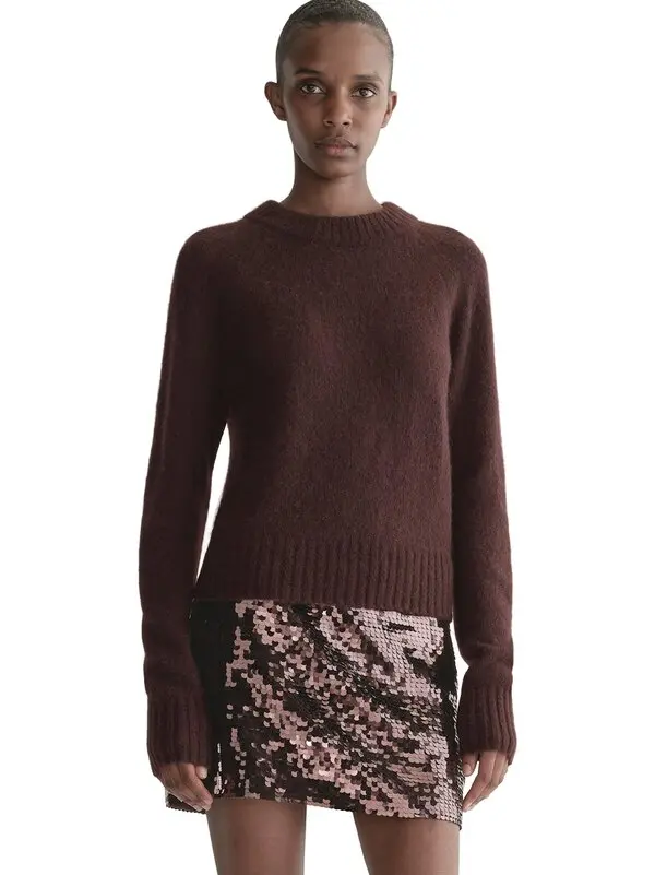 A.L.C. Frankie Brushed Alpaca Sweater - Dark Umber