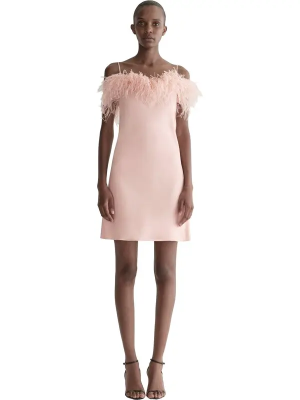 A.L.C. Opal Feather-trimmed Mini Dress - Dusty Rose