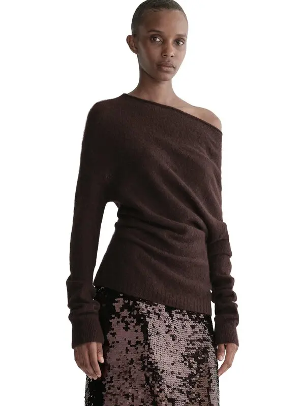 A.L.C. Freya Brushed Alpaca Sweater - Dark Umber