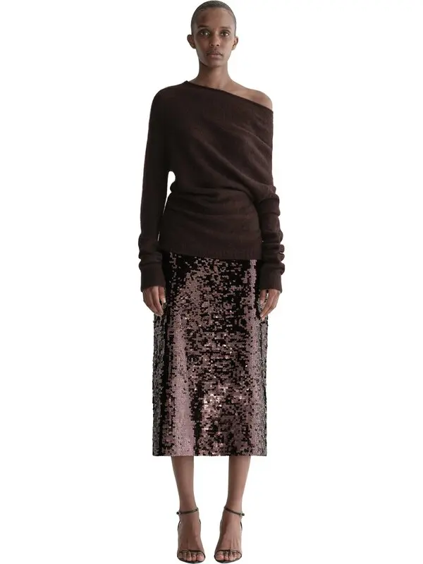 A.L.C. Sequin Midi Skirt - Merlot