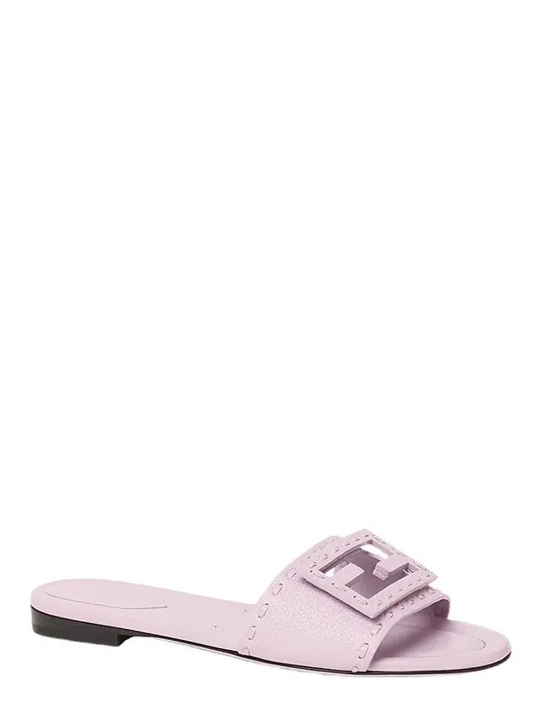 Fendi Baguette Leather Selleria Slides - Anemone