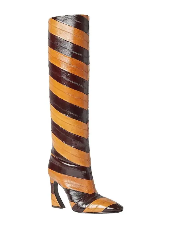 Fendi Arco Hagfish Leather Boots - Brown/beige